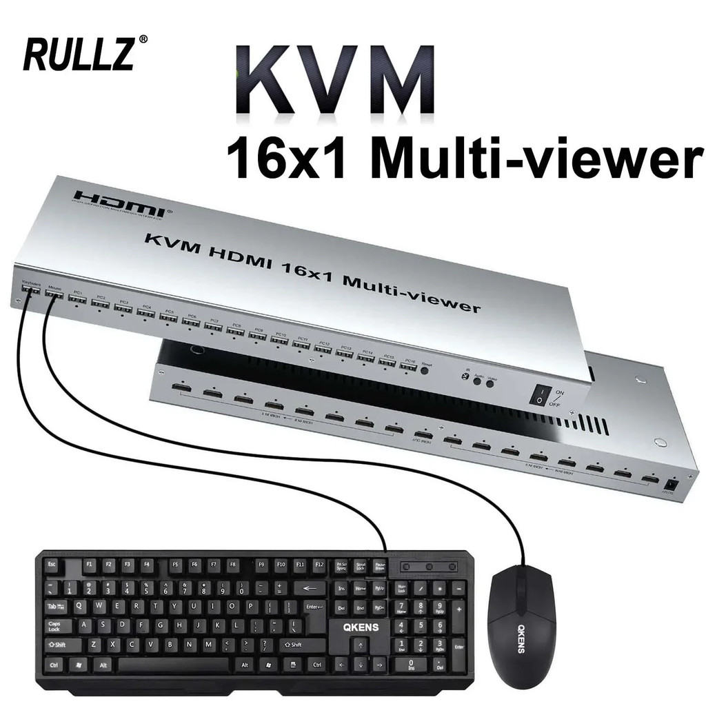 1080P @ 60hz USB KVM 16x1 HDMI Multi-viewer สําหรับคีย์บอร์ดเมาส์ 16 ...