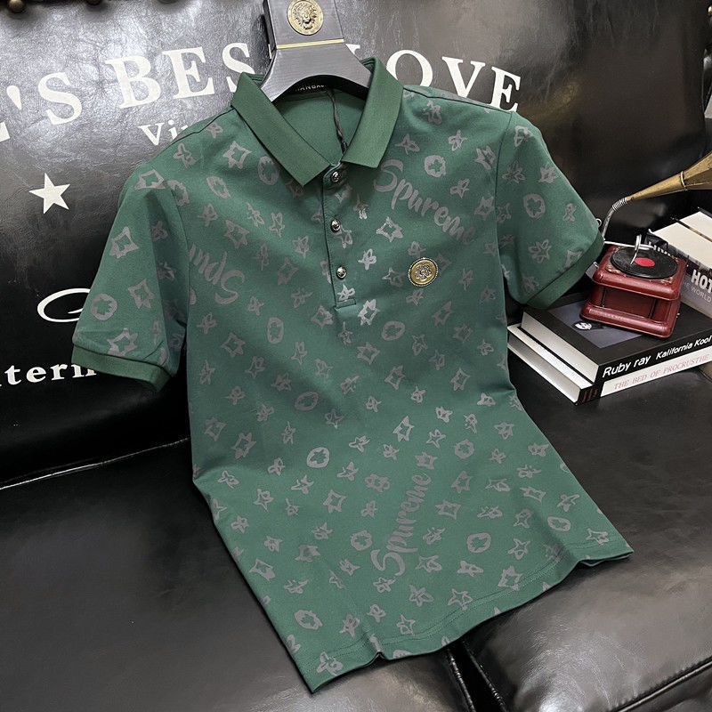 C339_ ใหม่ เสื้อยืดโปโล แขนสั้น พิมพ์ลาย สไตล์เกาหลี ยุโรป แฟชั่น ...