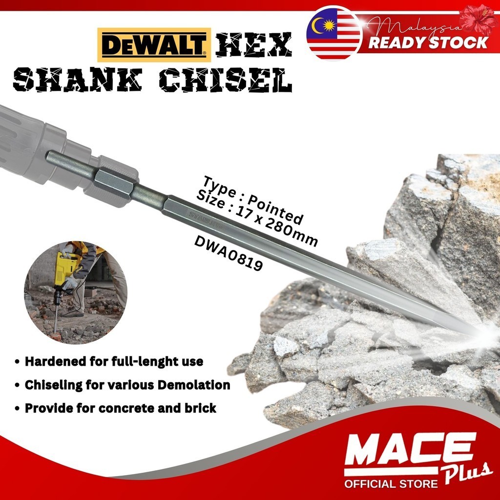 Dewalt Hex Shank Chisel Bull Point (DWA0819) การรื้อถอน / การถอดผนัง ...