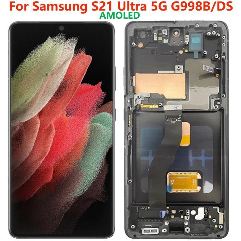 6.8 "Amoled สำหรับ Samsung S21ultra จอแสดงผล LCD พร้อมกรอบ Sm-G998u ...
