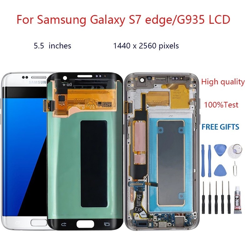 อะไหล่หน้าจอสัมผัสดิจิทัล LCD แบบเปลี่ยน สําหรับ Samsung Galaxy S7 edge G935 S7 edge G935 ...