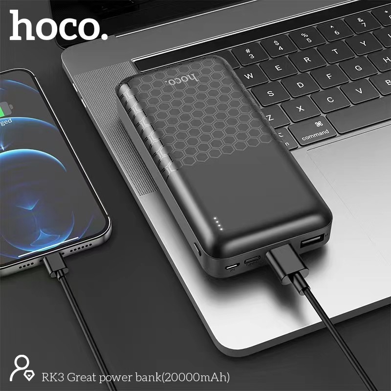 [มีมอก.] HOCO RK3 พาวเวอร์แบงค์ 20000mAh จ่ายไฟ 2 พอร์ต ไฟ LED แสดง ...