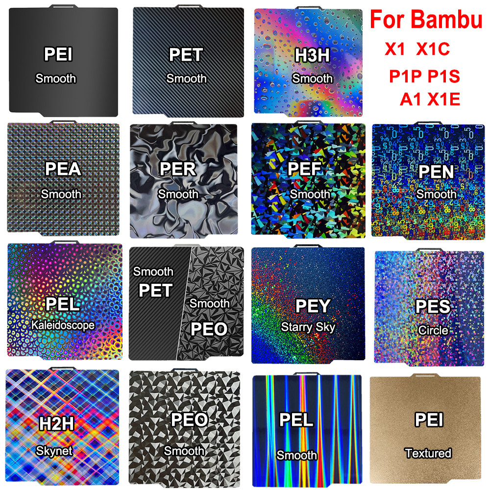 สําหรับbambu Lab X1C P1P P1S A1 สร้างแผ่นพื้นผิวเรียบ PEIแผ่นสองด้านPEO PET PEFสําหรับBambu Lab ...