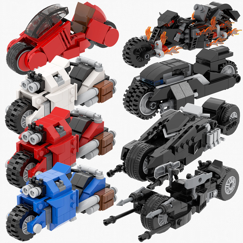 City รถจักรยานยนต์ใช้งานร่วมกับ LEGO MiniFigures MOC อิฐ Batman ...