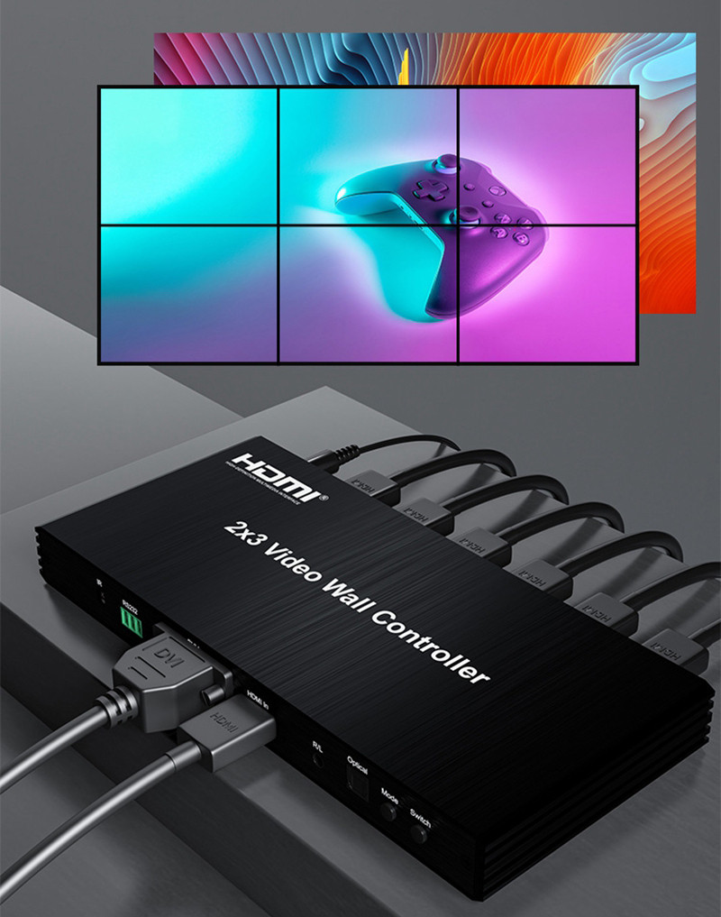 1080p 2X3 DVI HDMI Video Wall Controller โปรเซสเซอร์ 2x2 3x2 6 หน้าจอ ...