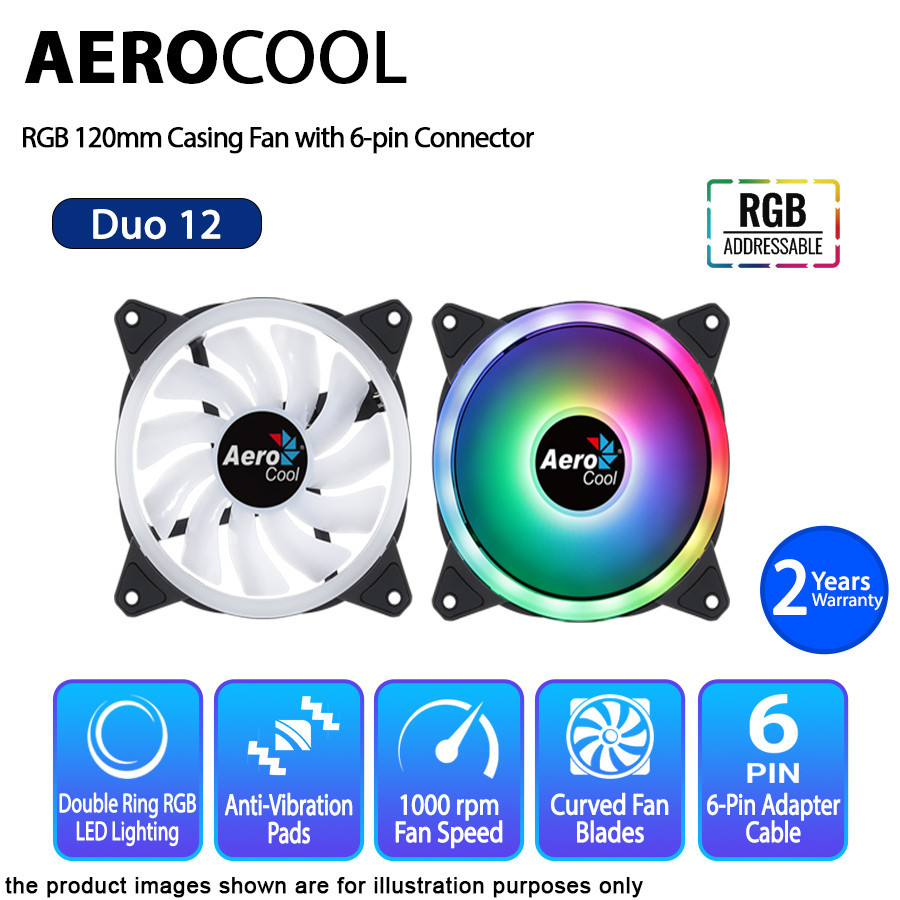 Aerocool Duo12 ARGB พัดลมปลอกขนาด 120 มม. พร้อมขั้วต่อ 6 พิน | Shopee ...
