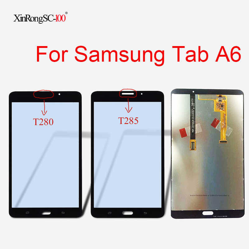 ชุดประกอบดิจิไทเซอร์กระจกหน้าจอสัมผัสสำหรับ Samsung Galaxy Tab A6 Sm-T280ขนาด2016 LTE T280 T285 ...