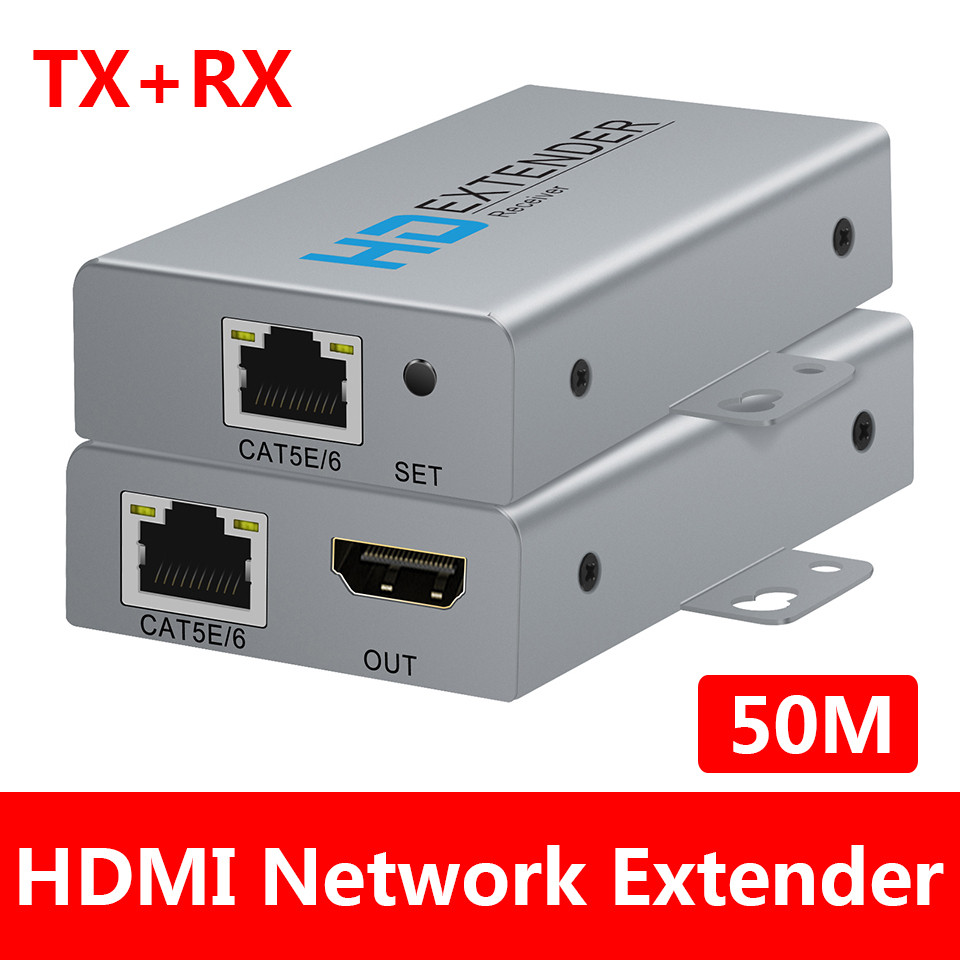 1080p 50m HDMI Extenders Repeater Over Cat 6 Cat 5E สาย POE ฟังก์ชั่น ...