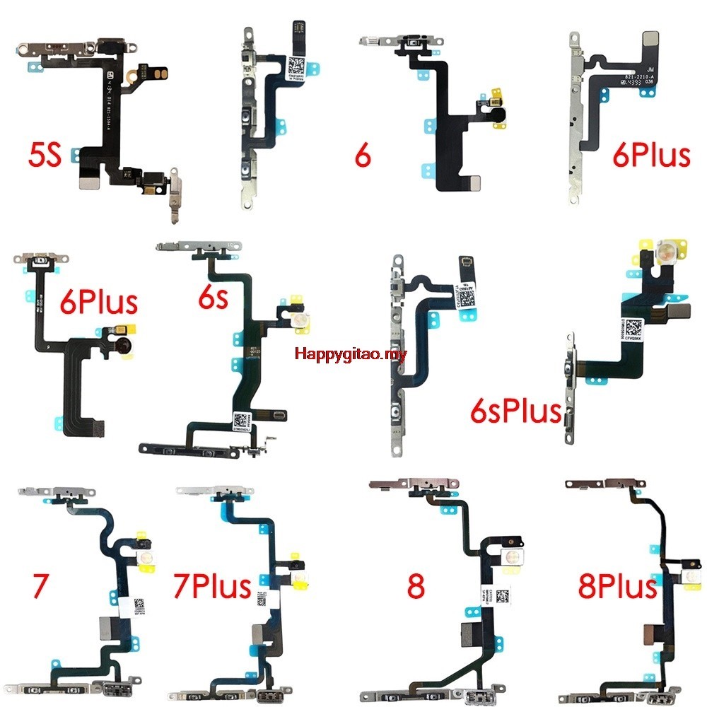 Ebemy-Power ปุ่มปรับระดับเสียง Mute สวิทช์แสงแฟลช Flex Cable สําหรับ iPhone 5s 6 6Plus 6s 6sPlus ...
