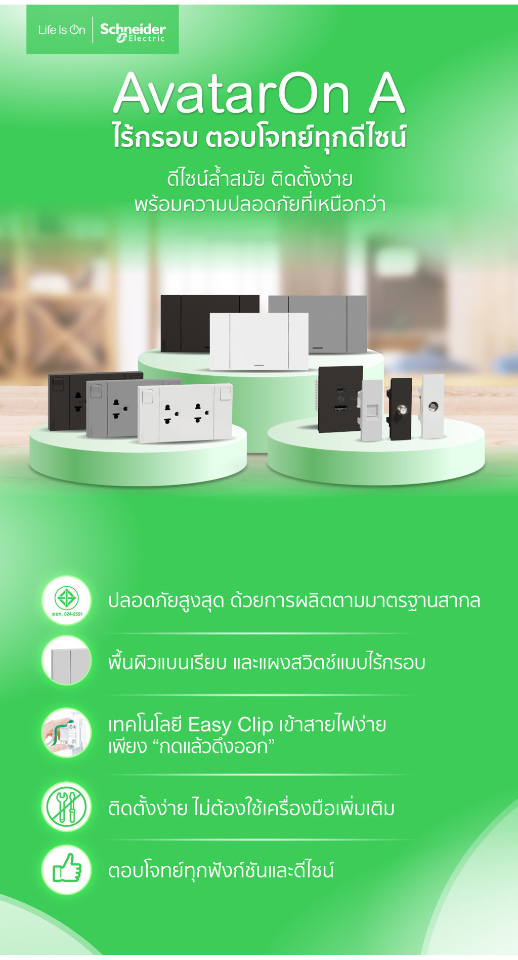 Schneider Electric ชุดสวิตช์สองทาง 1ช่อง สีขาว(แบบยกกล่อง10ชิ้น) รุ่น ...
