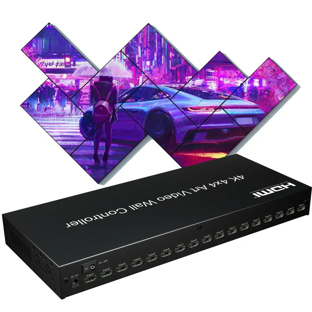 4K 4x4 Video Wall Controller USB 3.0 HDMI Art Splicing TV Splicer 3x3 ...