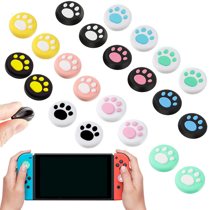 2 ชิ้น Cat Claw Design JoyCon จอยสติ๊กหมวกซิลิโคนอ่อนนุ่มสําหรับ NS NSL ...