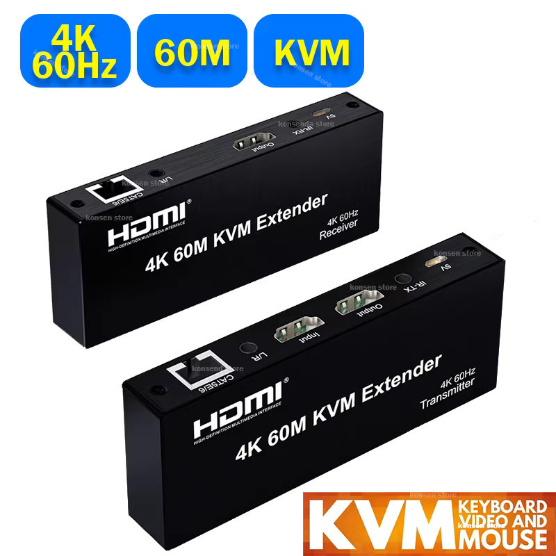 4k 60Hz HDMI KVM Extender กว่า Rj45 Cat6 สาย 60M KVM Rj45 Ethernet ...