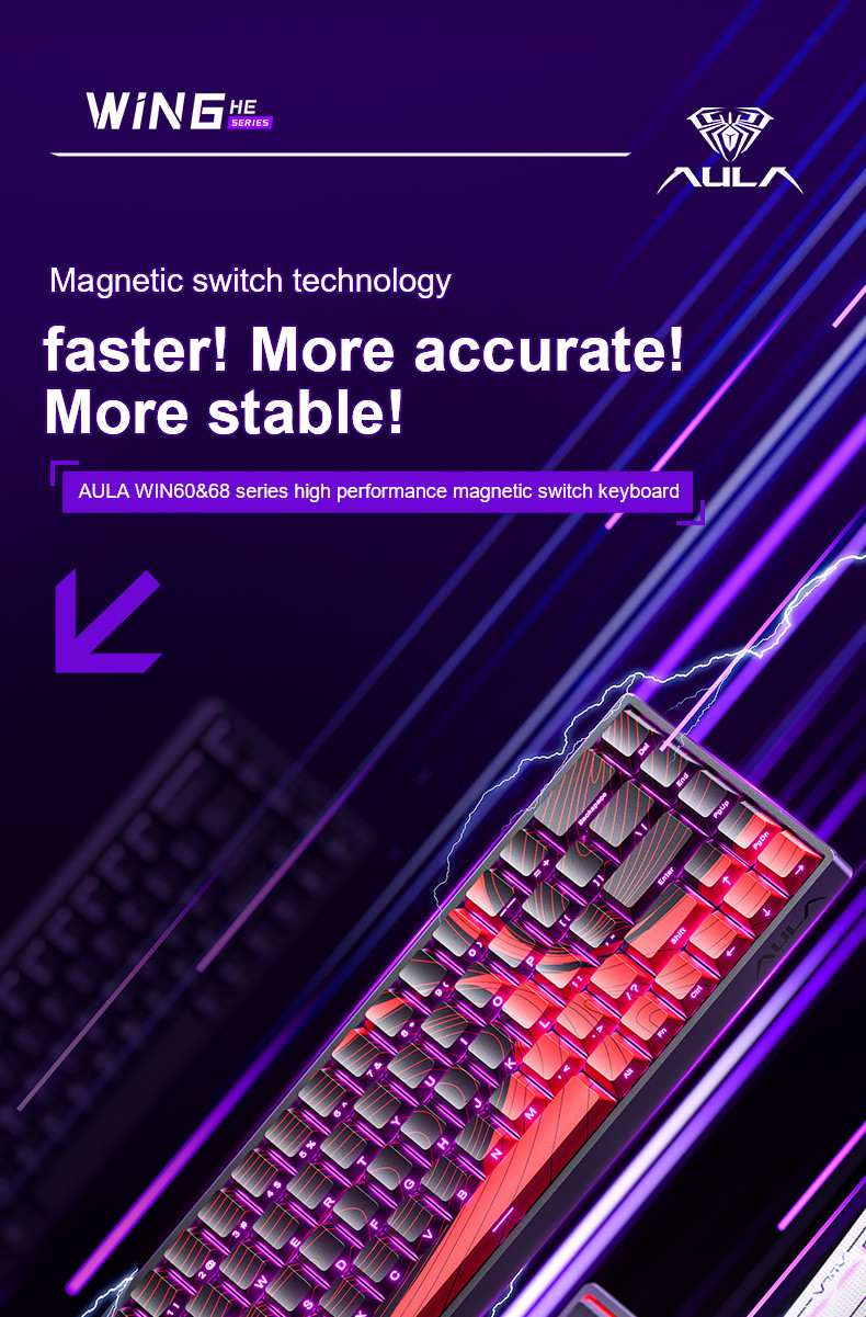 คีย์บอร์ด AULA WIN60HE / WIN68HE Rapid Trigger Keyboard Magnetic Switch ...