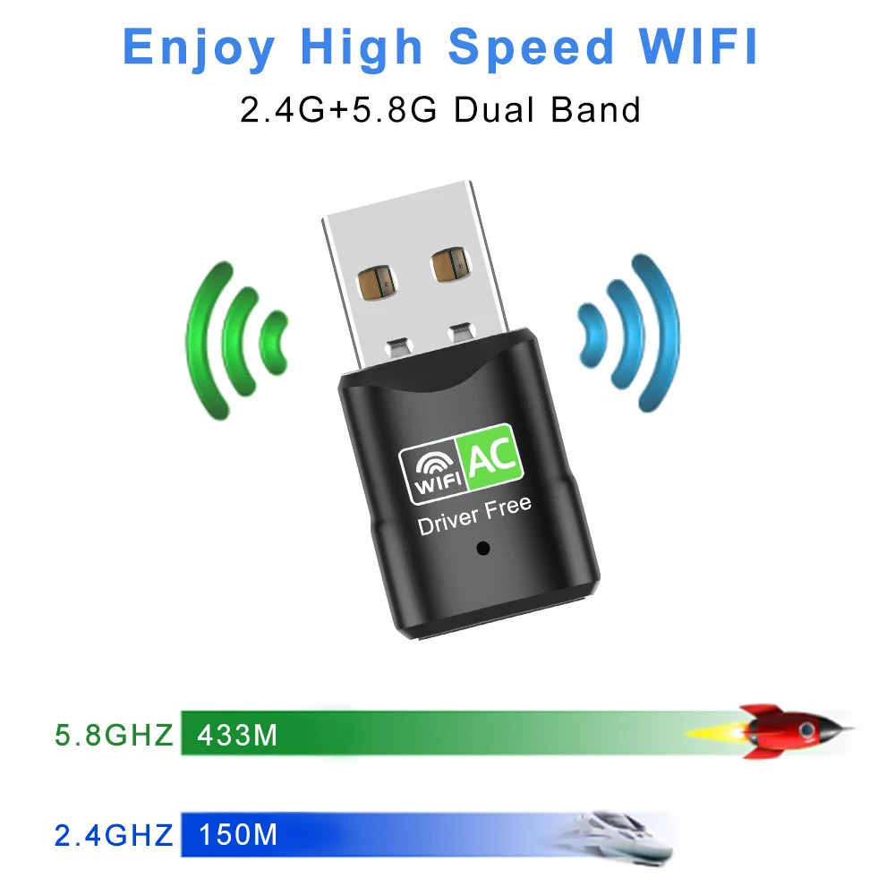 อะแดปเตอร์การ์ดเครือข่ายไร้สาย 600Mbps Mini USB 3.0 WiFi Dual Band 2.4 ...