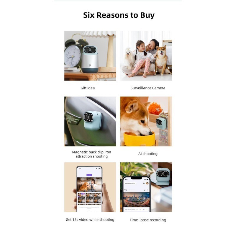 2024 ใหม่xiaomo Magic Camera Magnet 2.5K Action Camera ในครัวเรือน 360 ...