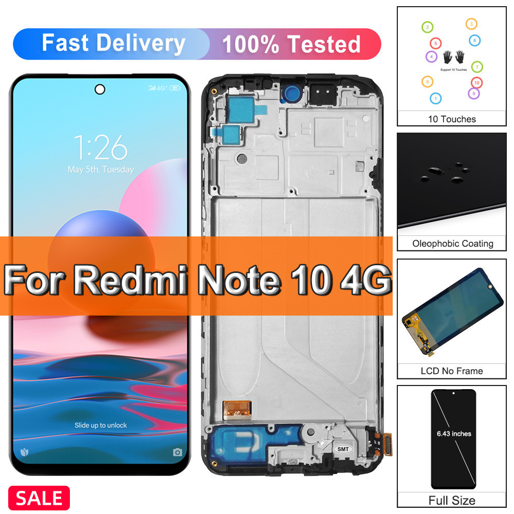 6.43 "Amoled สำหรับ Xiaomi Redmi Note 10 M2101k7ag จอแสดงผล LCD แบบ ...