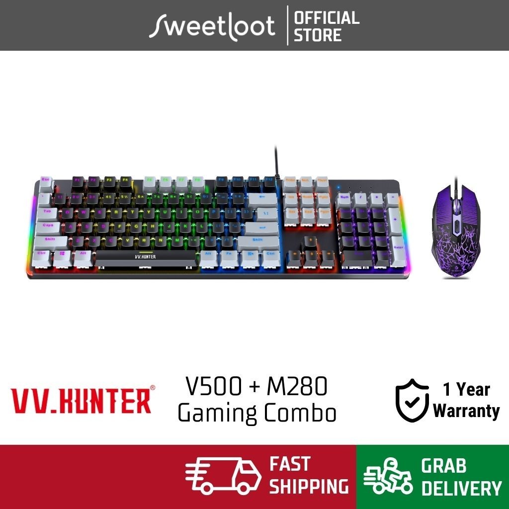 Vv.hunter คีย์บอร์ดเกมมิ่ง และเมาส์คอมโบ (V500 + M280) ขนาดเต็ม 104 ...