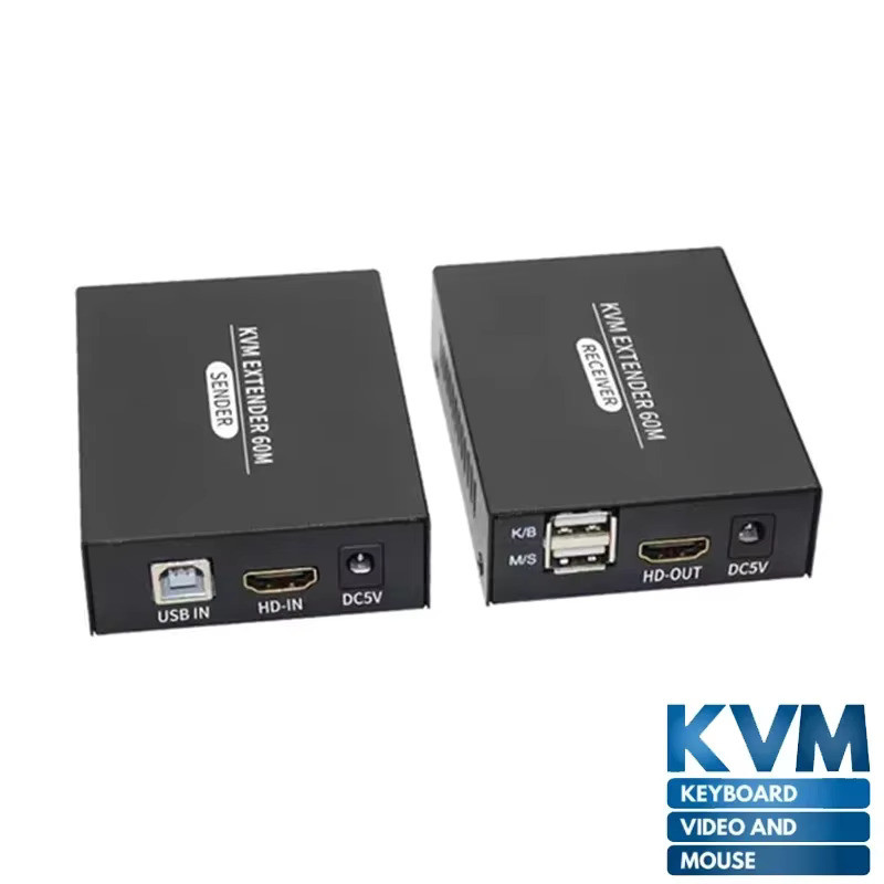60m HDMI KVM Extender มากกว่า Cat5/6 สาย Ethernet 1080P HDMI USB KVM ...