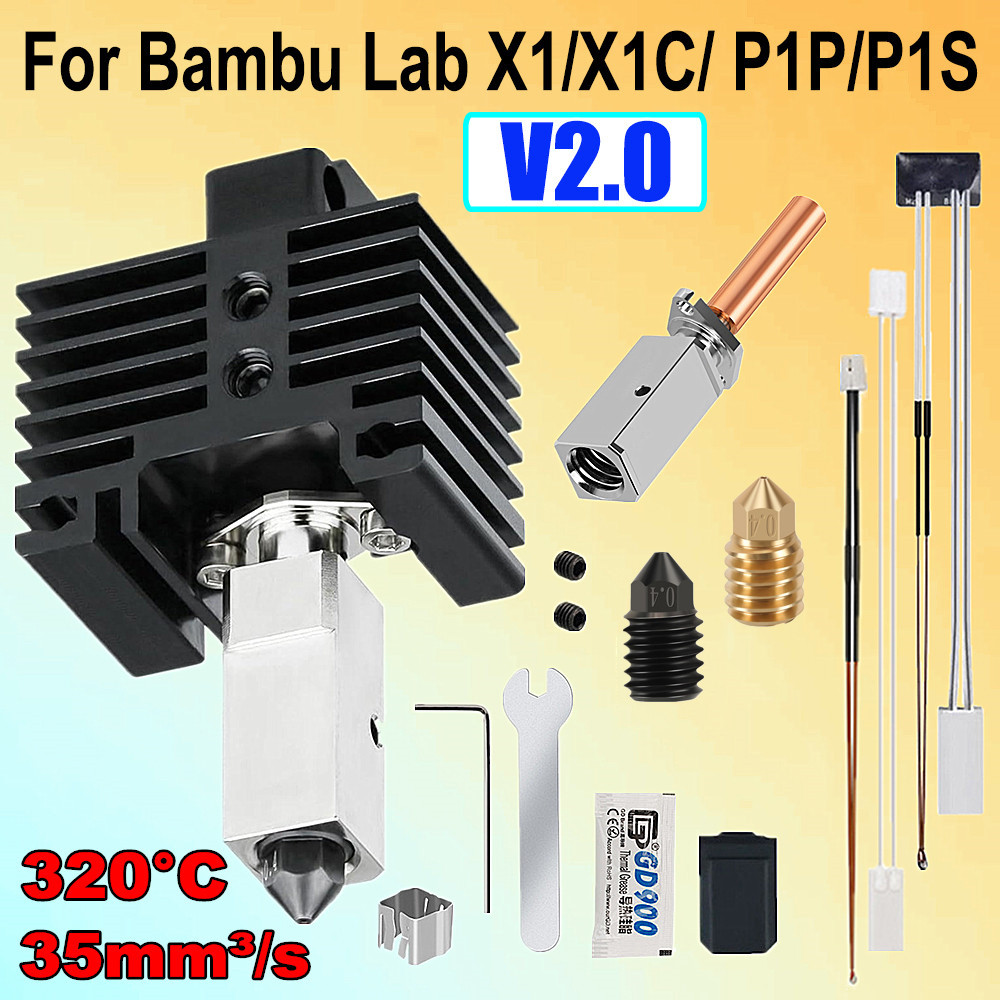 X1c V2 HotendชุดสําหรับBambu Labหัวฉีด0.2/0.4มม.เหล็กชุบแข็งทองเหลือง ...