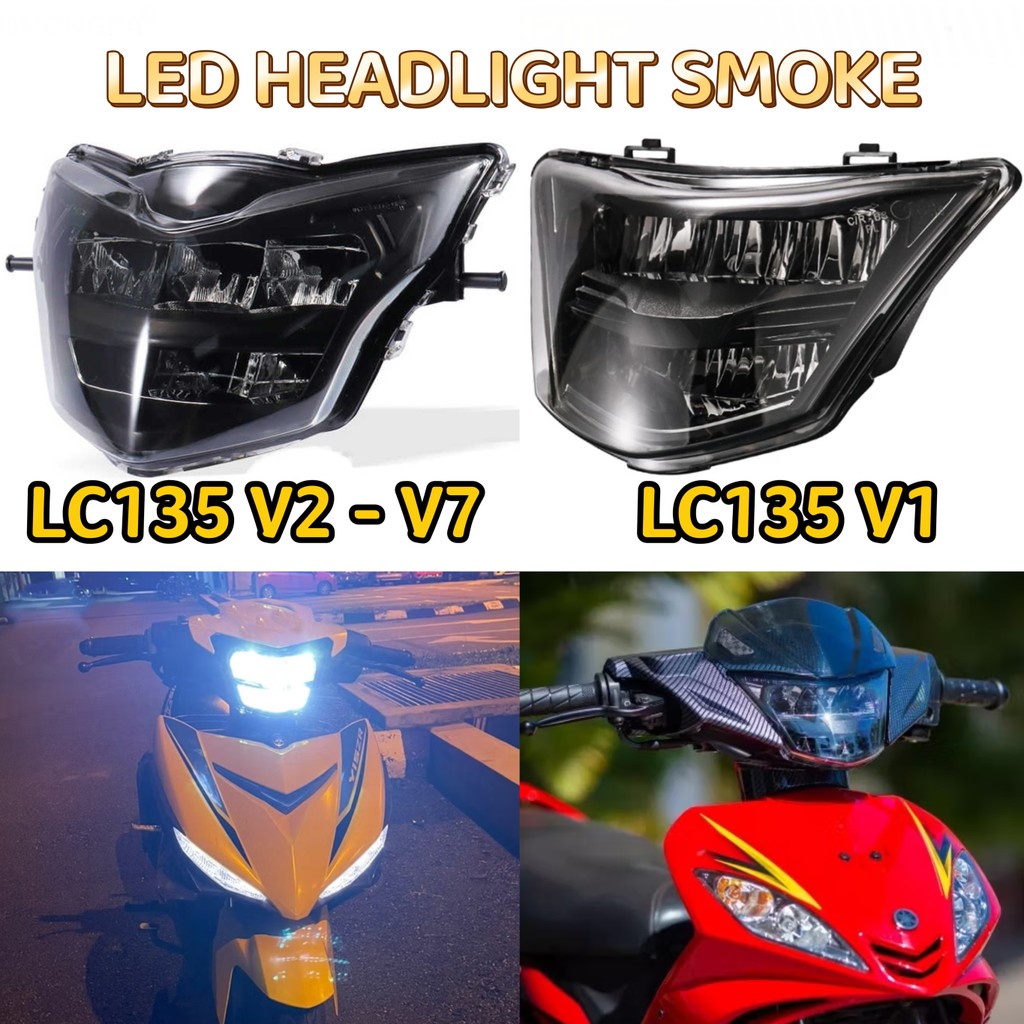 Lc135 V1 - V7 LED ไฟหน้า SMOKE LAMPU DEPAN LED LC V1 LC V2-V7 LC ใหม่ LC135 ใหม่ LAMPU TERANG ...