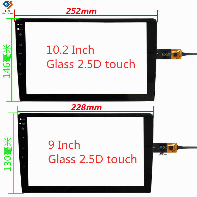 กระจก2.5D 10.2นิ้วสีดำสำหรับ Ac8227l/8227L/8259 GPS ระบบนำทางรถยนต์ DVD ...