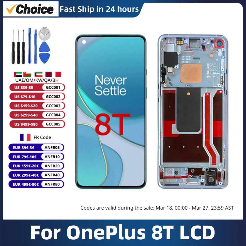 หน้าจอ AMOLED ขนาด6.55นิ้วของแท้สำหรั Oneplus 8T Kb2003 Kb2000 Kb2001 ...