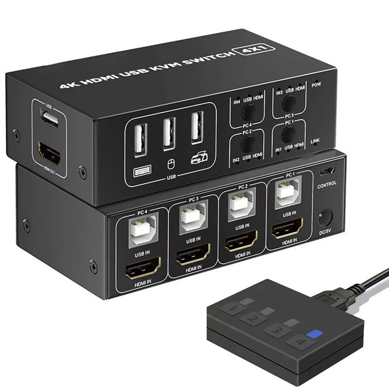 4k 60Hz 4X1 Switcher 4 พอร์ต USB HDMI KVM สวิทช์ Video Converter พร้อม ...