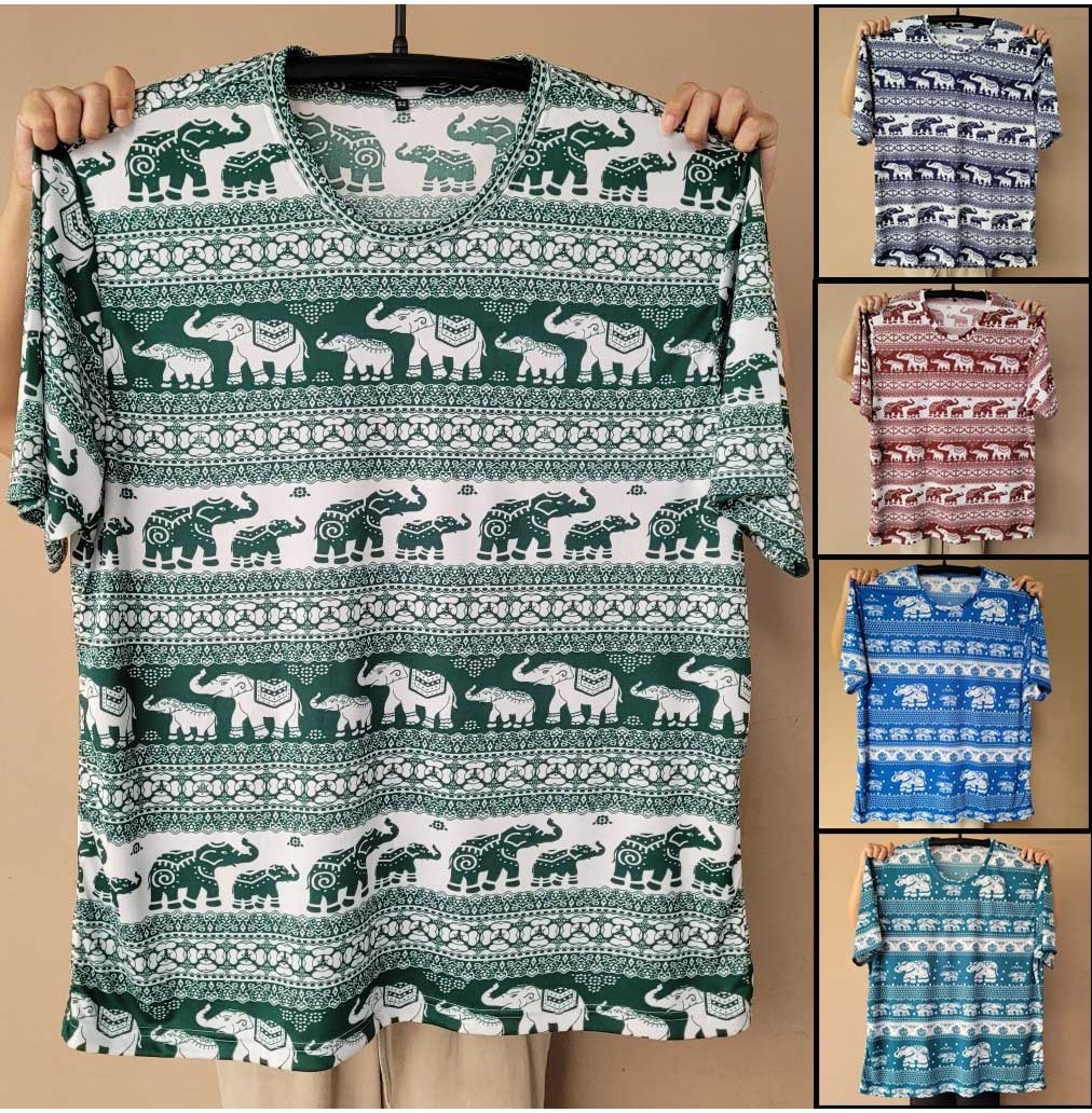 ใหม่ ที่นี่!!! เสื้อเชิ้ต คอกลม ขนาดใหญ่ ลายช้าง ใส่สบาย Czh-d2620 ...