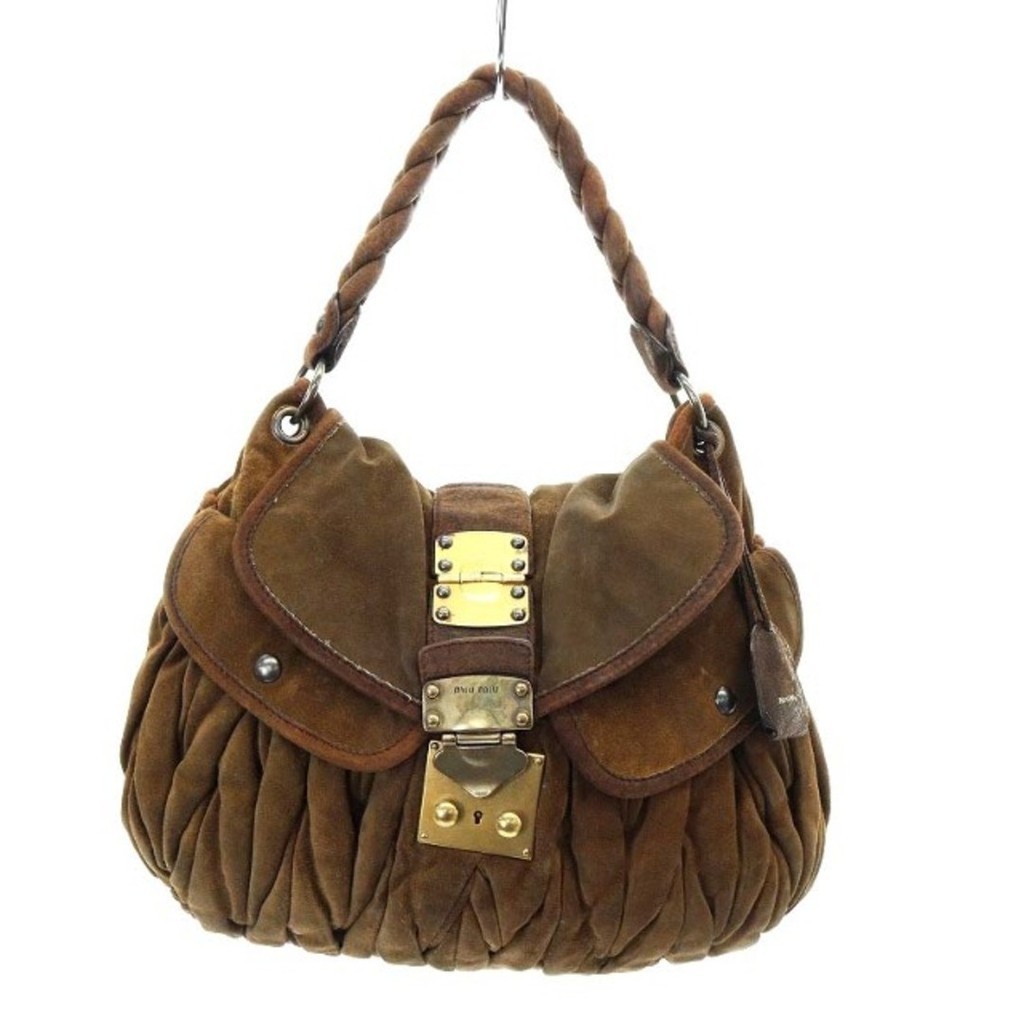 Miu MIU กระเป๋าสะพายไหล่ หนังกลับ สีน้ําตาล จากญี่ปุ่น มือสอง | Shopee ...