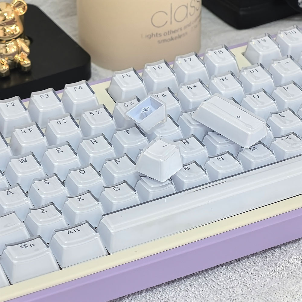 สีขาว Jello Keycap OEM Profile 104 คีย์ PC Double Shot Light ...