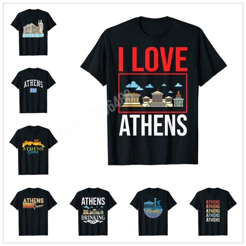 เสื้อยืดผ้าฝ้าย 100% พิมพ์ลาย I Love Athens Greece สไตล์วินเทจ เรโทร ...