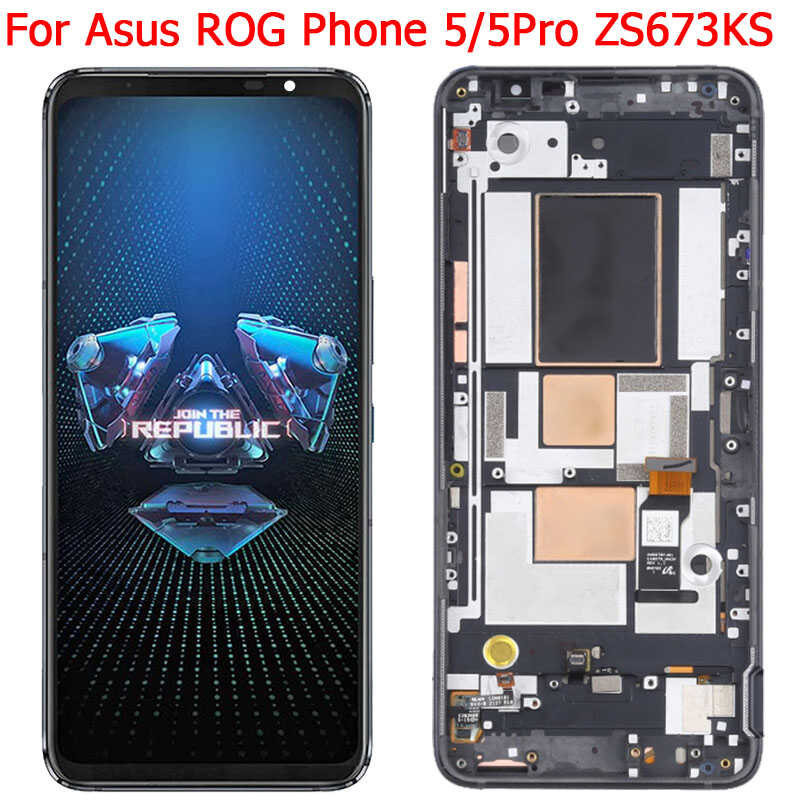 สำหรับ ASUS ROG Rog5 Pro พร้อมกรอบ6.78 "Rog Phone 5 Ultimate Zs673ks I005da จอแสดงผล LCD ...