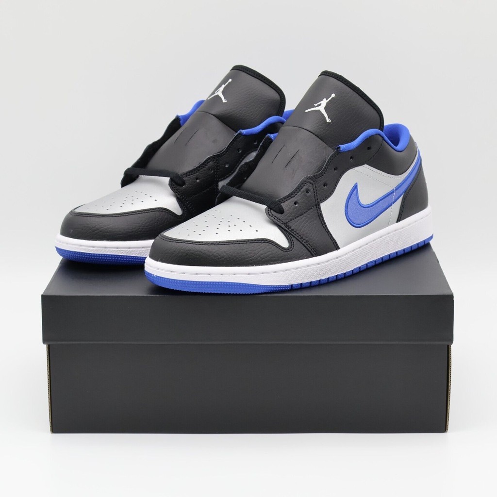 553558-007 Nike Air Jordan 1 Low Black Game Royal Metallic Platinum ...