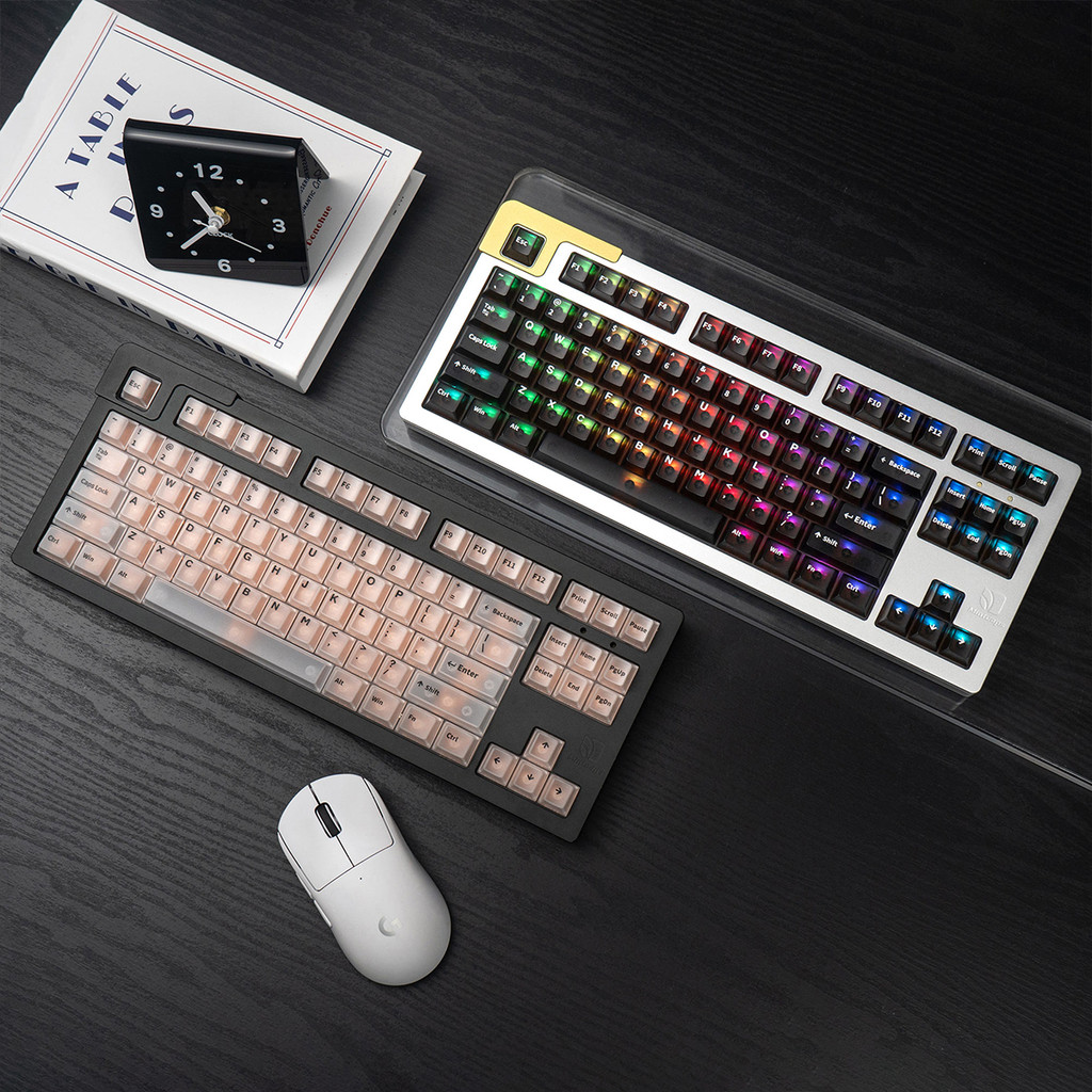 Transparent Foggy Black White keycaps RGB โปรไฟล์เชอร์รี่ Light ผ่านชุด ...
