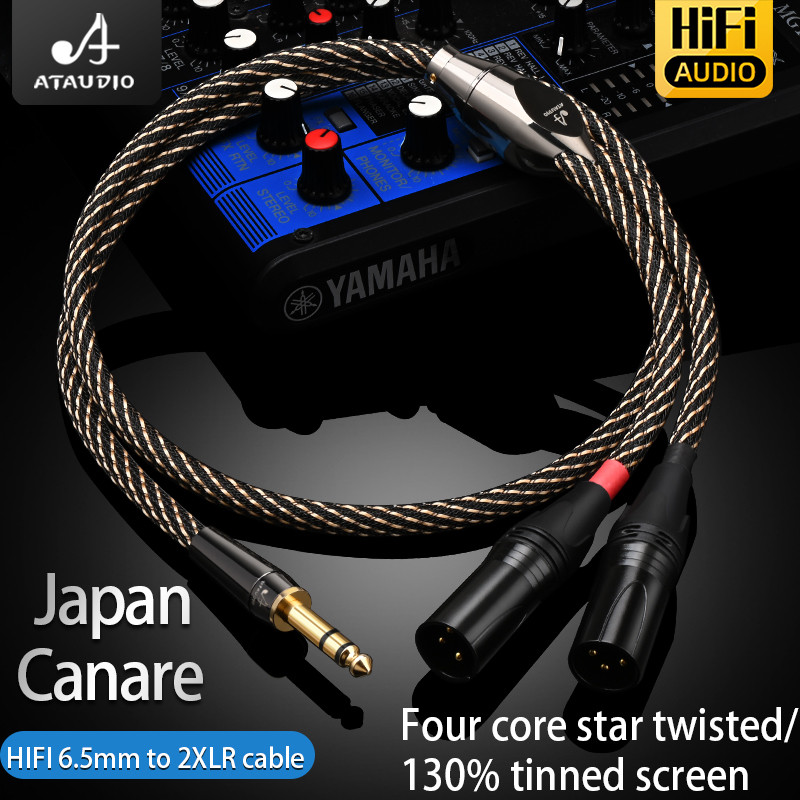ATAUDIO HiFi 6.5 มม.ถึง 2XLR สายสัญญาณเสียง 6N OFC TRS 6.5 มม.แจ็คชาย 2XLR สําหรับลําโพงเครื่อง ...