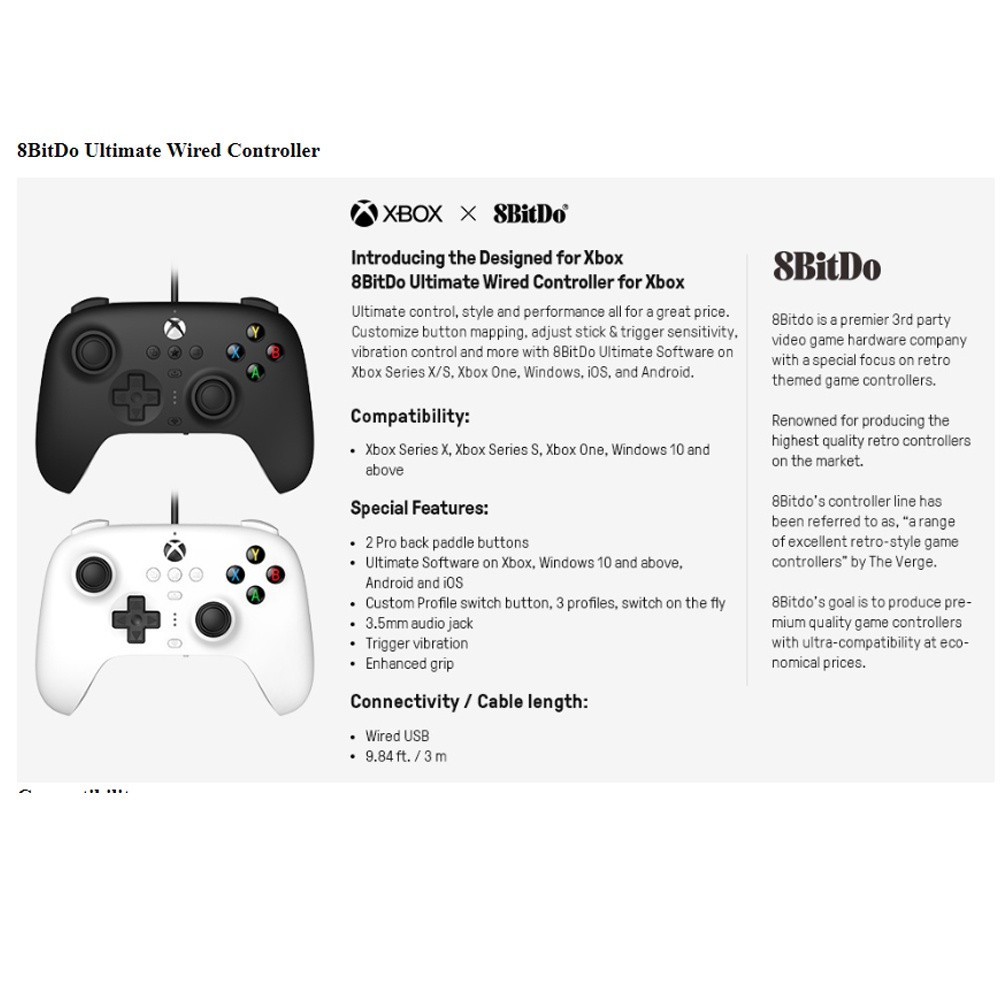 [ส่งด่วน] 8Bitdo 82CE Ultimate Wired Controller Joystick for Xbox ...