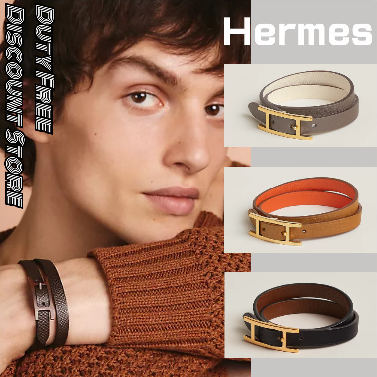 ของแท้ Hermès/Behapi Series/Bracelet/สร้อยข้อมือวงกลมคู่/ใส่ได้สองด้าน/ทรงเดียวกันทั้งชายและหญิง ...