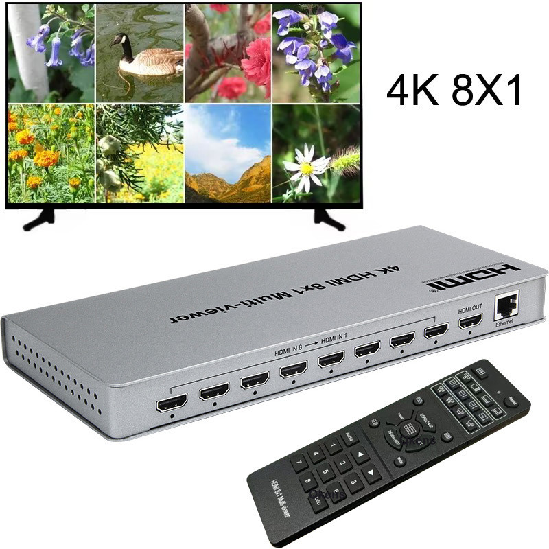 4k 8x1 HDMI Multiviewer 1080p 4x1 Quad Screen Real Time Seamless Switch ...