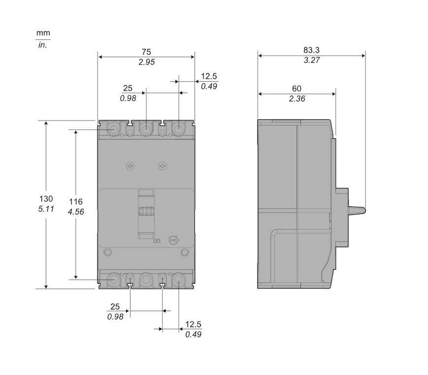 Schneider Electric Circuit breaker,GoPact MCCB 125,3 poles,15kA at ...