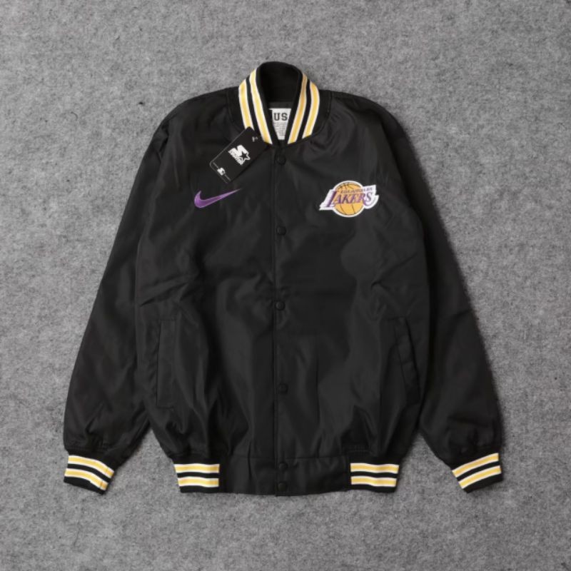 ♞Hitam Varsity JACKET NBA NIKE LAKERS BLACK PREMIUM MIRROR FULL TAG RT ...