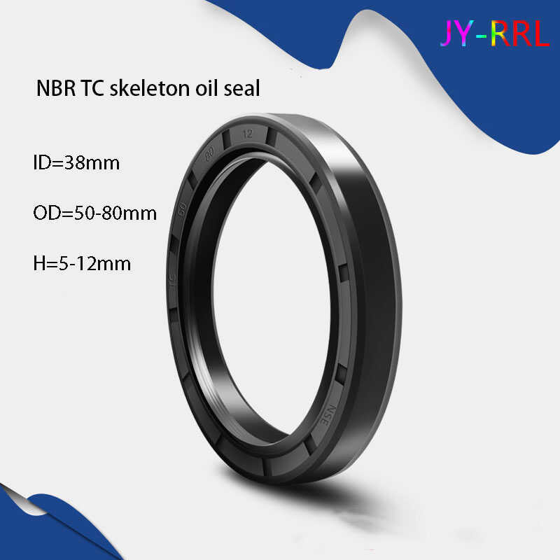 สีดำ NBR Tc/Fb/Tg4 Skeleton ซีลน้ำมัน ID 38มม.Od 50-80มม.Thickness5-12Mm Nitrile Butadiene ...