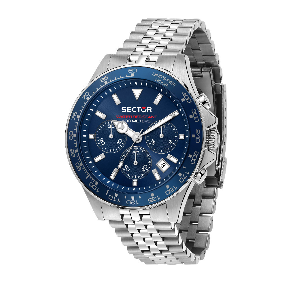 [3 Years Warranty] Sector 230 43mm Case Men's Chronograph Quartz Stainless Steel Watch ...
