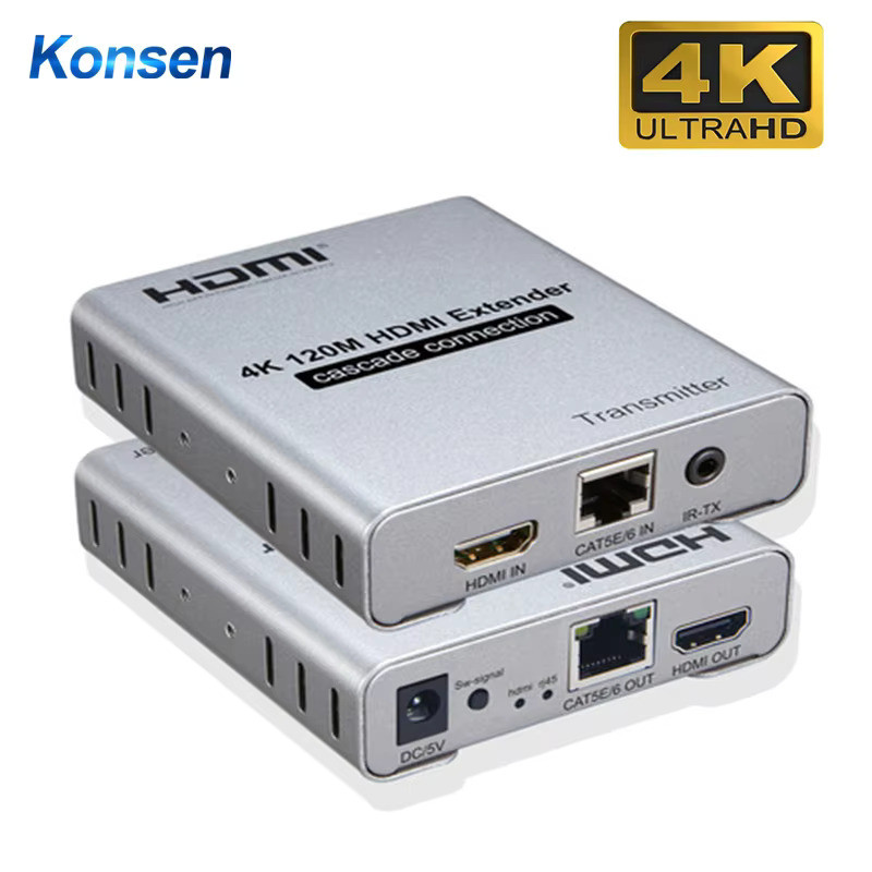 4k HDMI Extender มากกว่า Cat5e/6 สาย Ethernet 120M HDMI Cascade การเชื่อมต่อ Splitter Transmit ...
