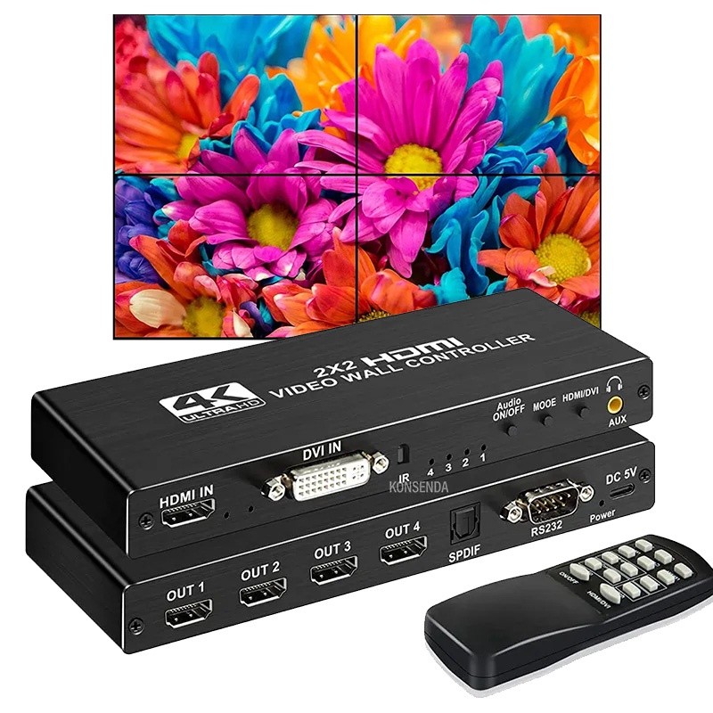 ในสต็อก HDMI Video Wall Controller 2x2 1080P HDMI DVI Video Wall ...