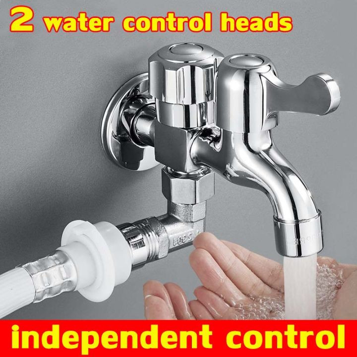 Sus304 สแตนเลสวาล์วก๊อกน้ําสองทาง 1 in 2 out Head Dual Function เครื่อง ...