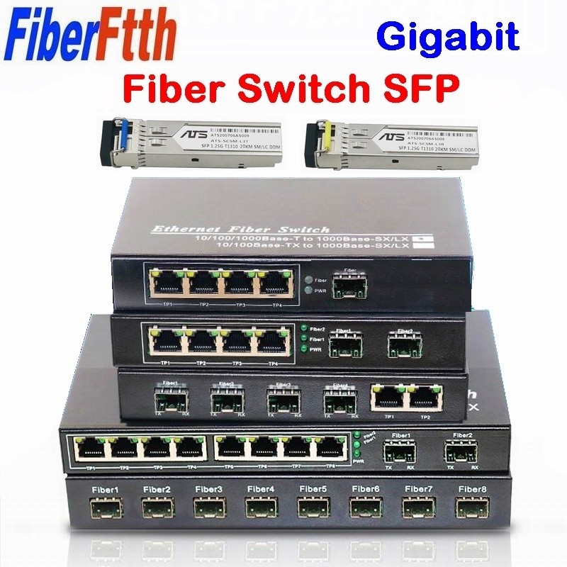 Gigabit Network SFP Fiber Switch 1000Mbps SFP media converter Ethernet ...