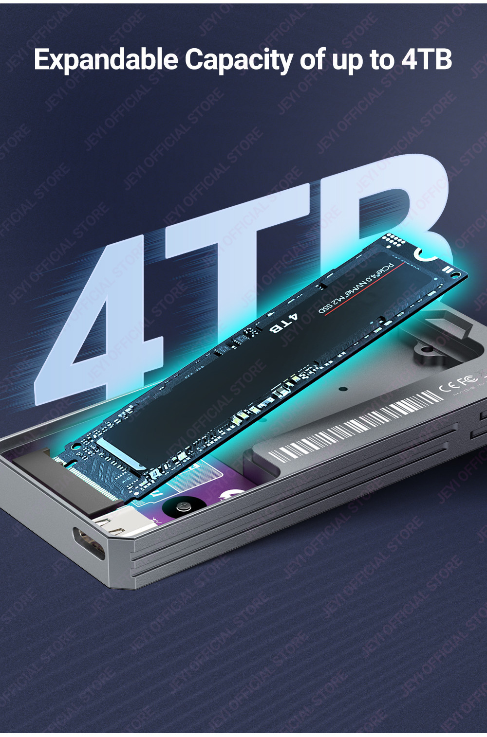 Jeyi M.2 SSD Enclosure RTL9210 NVMe กล่องมือถือ USB3.2 10G Type-c SSD ...