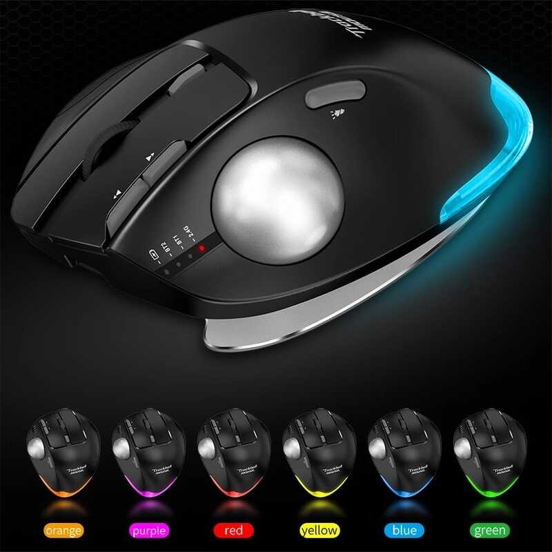 Backlit Bluetooth Jomaa Trackball 2.4G Wireless Tracking Rechargeable ...