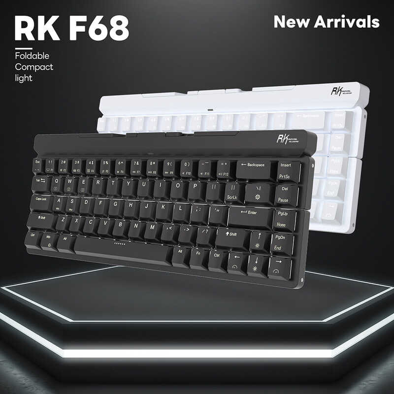 Kludge Royal RK Foldable Mechanical Dual Mode Wireless Bluetooth, 68 Keys Keyboard Black ...